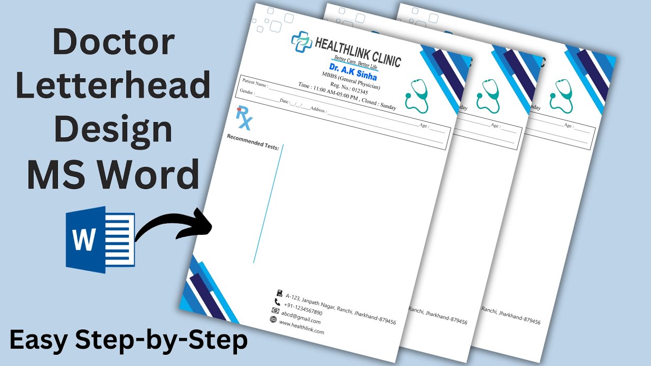 Doctor Letterhead Design | Doctor Letter Pad Design in Microsoft Word ...