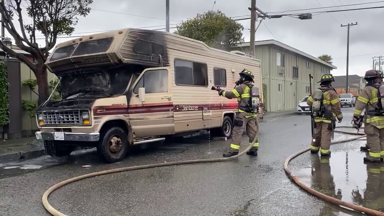Firefighters with Motorhome fire - YouTube