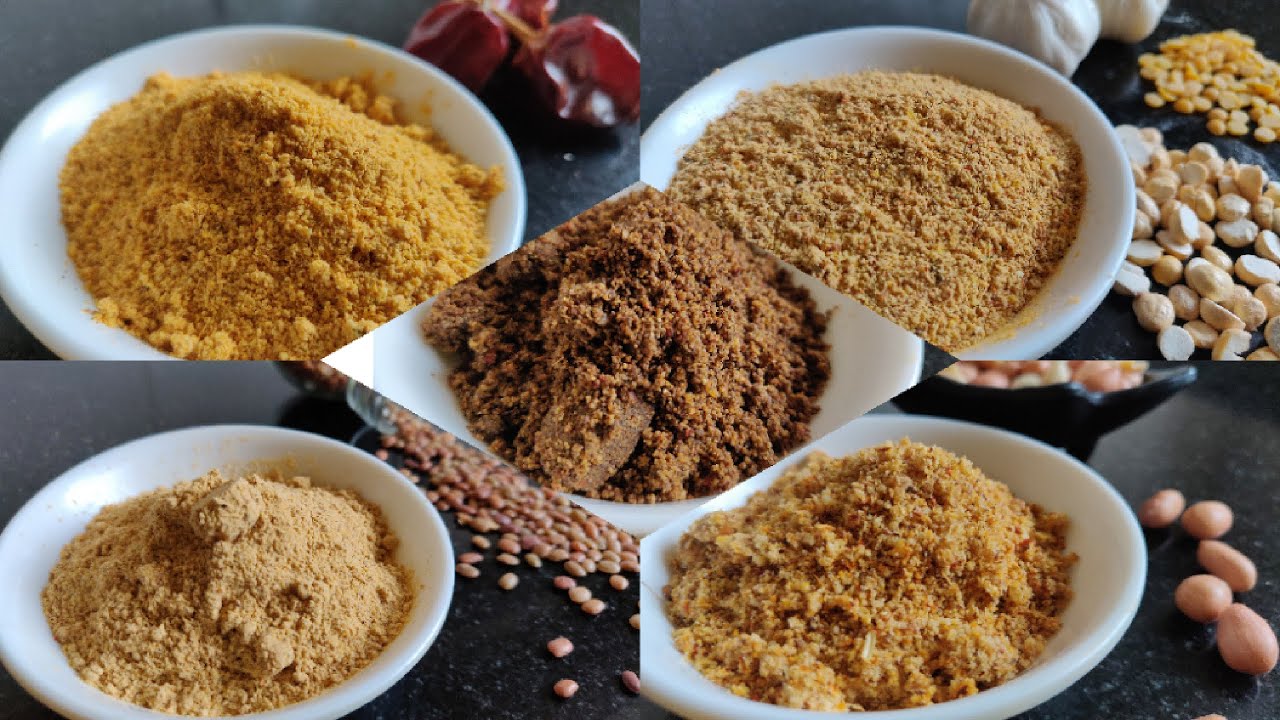 5 Different Podi Varieties for Rice/Idly/Dosa. இட்லி பொடி பருப்பு பொடி ...