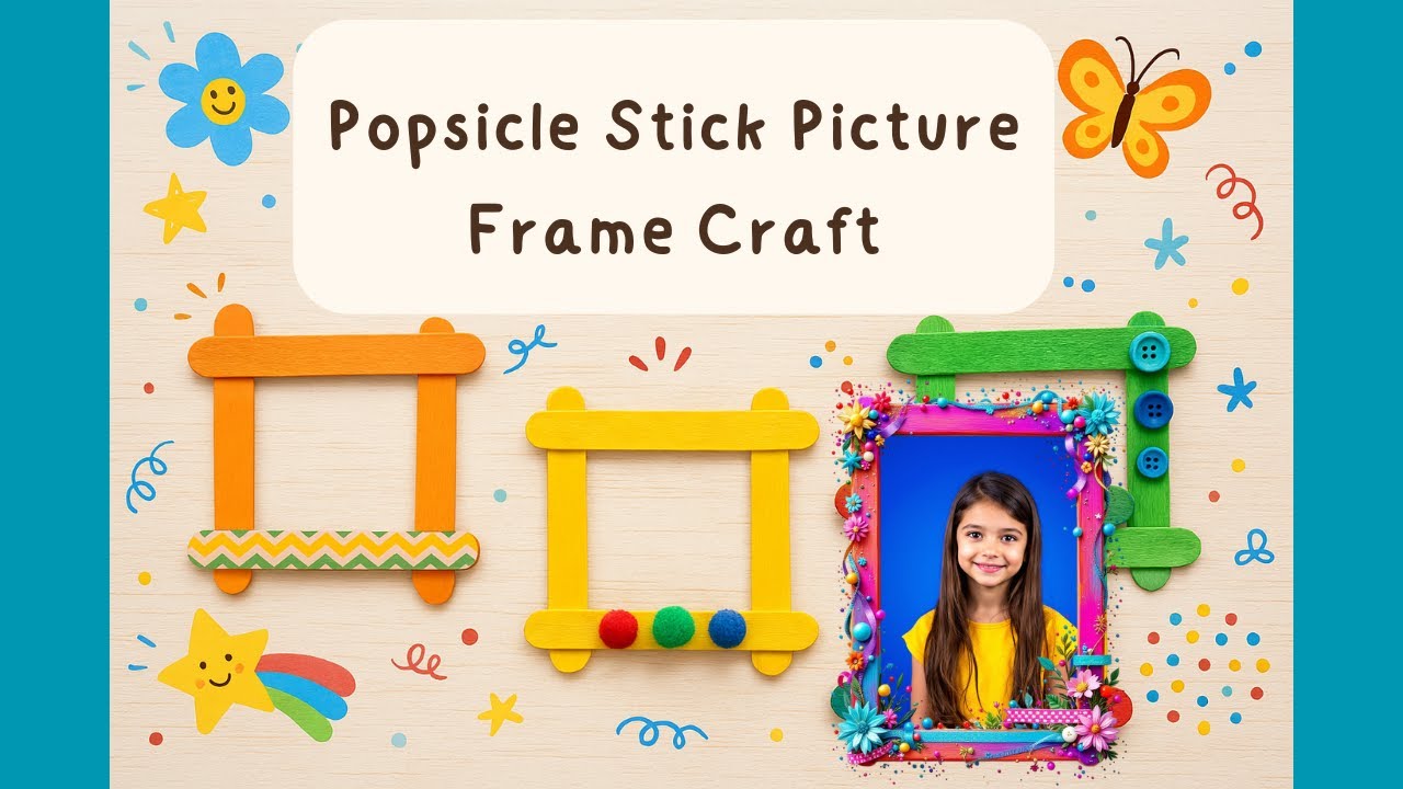 Craft Popsicle Stick Picture Frames Tutorial Step by Step - YouTube