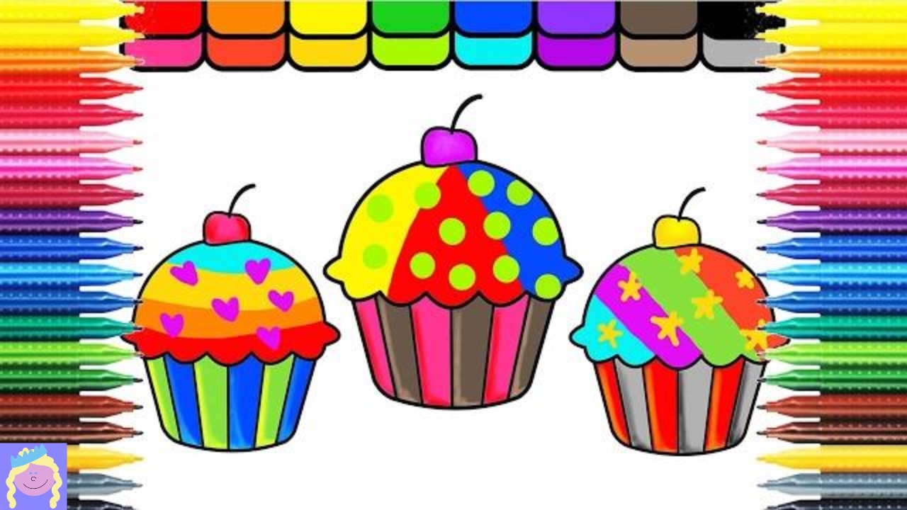 Learn How To Color Rainbow Cupcakes With This Digital Coloring Book For ...