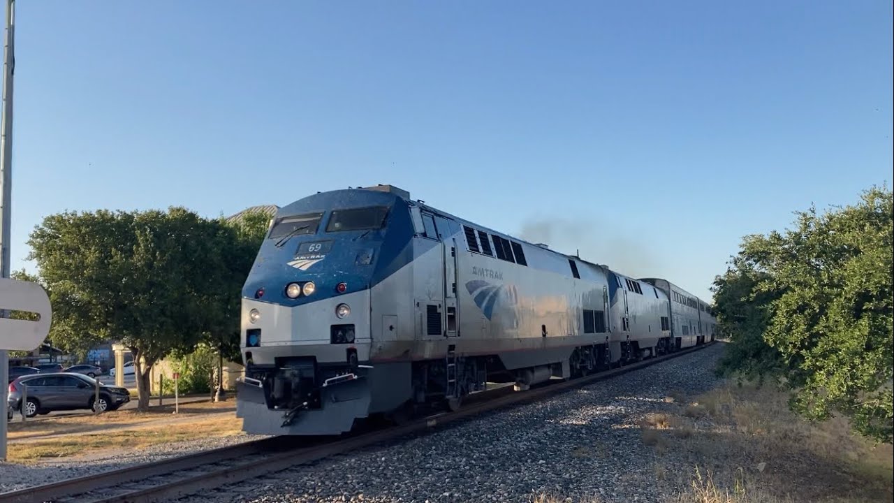 Amtrak P42 69 Leads a Southbound Texas Eagle 21 Train Thru Buda, TX on 8/7/23 - YouTube