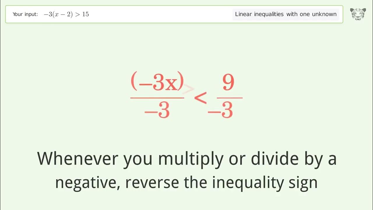 Solving Linear Inequalities: -3(x-2) is Greater Than 15 - YouTube