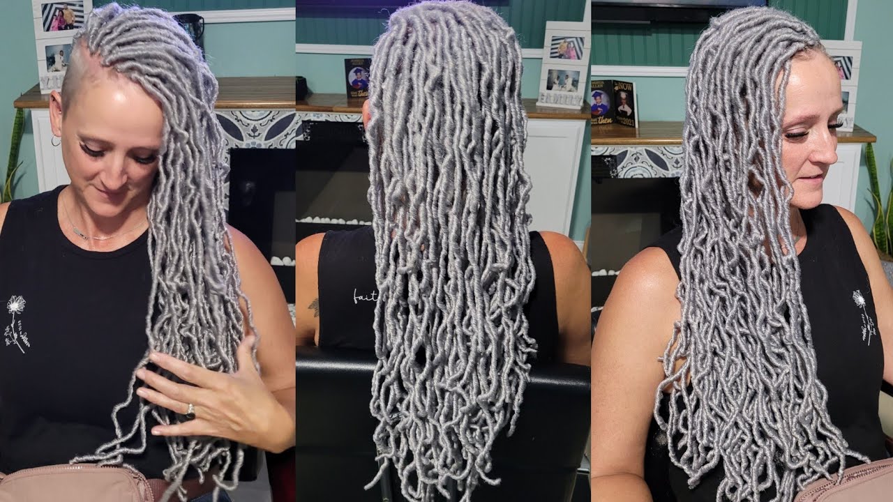 GREY INDIVIDUAL CROCHET FAUX LOCS WITH SHAVED SIDES | Stop Faux Locs ...