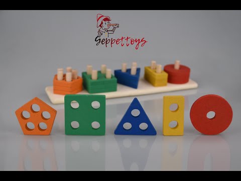 Geometrik Şekilli Ahşap Geçmeli Oyuncak - GEPPETTOYS Ahşap Eğitici Oyuncaklar
