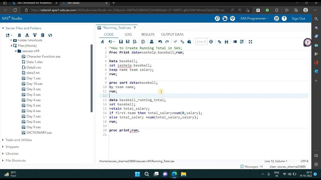 How to Create Running Total in SAS || Basic & Advanced SAS || #sas - YouTube