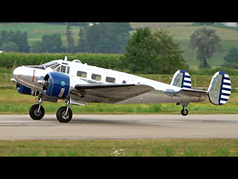 Beechcraft Model 18 Take-Off - Classic Radial Engine Sounds