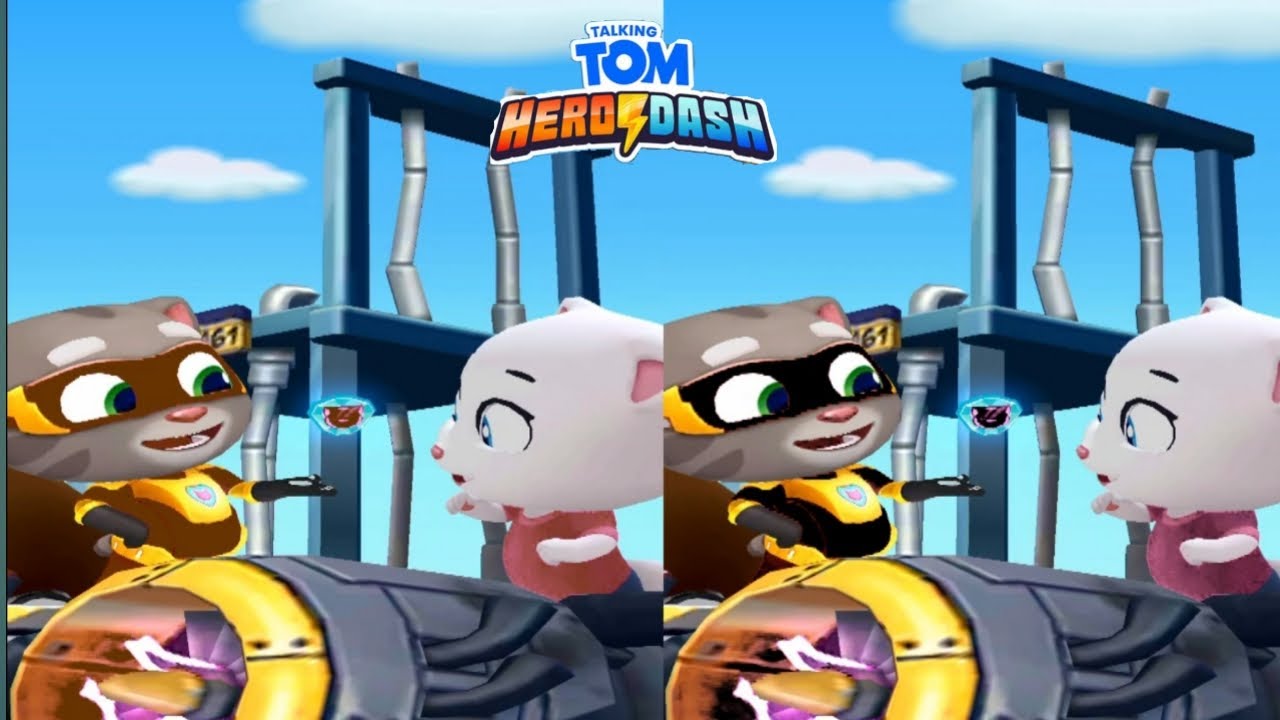 TALKING TOM HERO DASH -- CHOCOLATE HERO TOM & BLACK HERO TOM SAVING ...