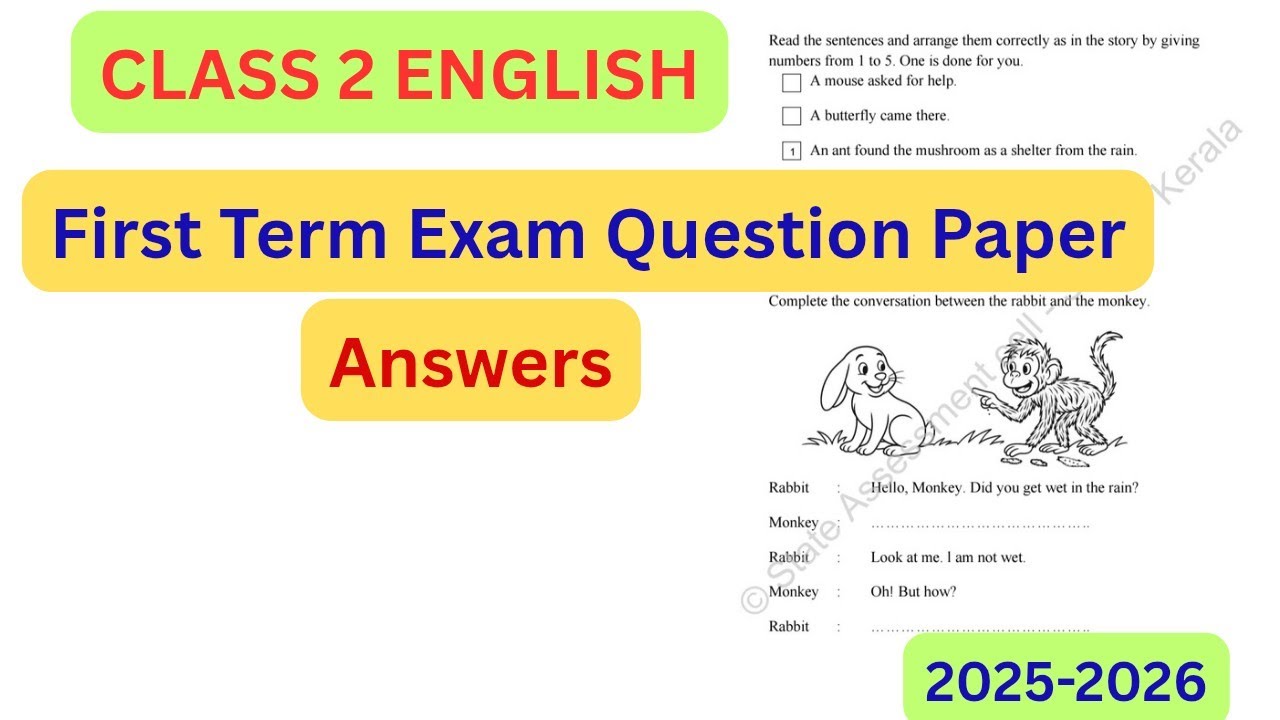 First term English exam question paper /Class 2/new book - YouTube
