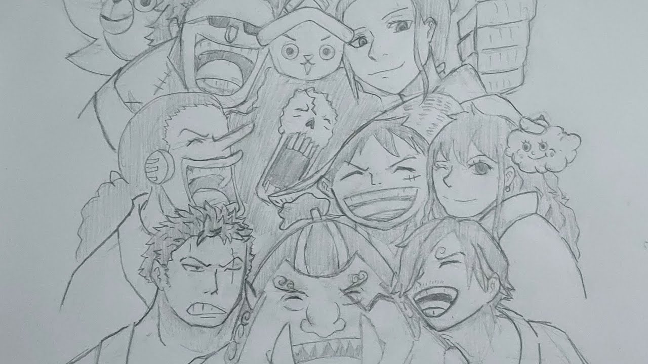 How to draw crew Luffy - cara menggambar anime one piece - YouTube