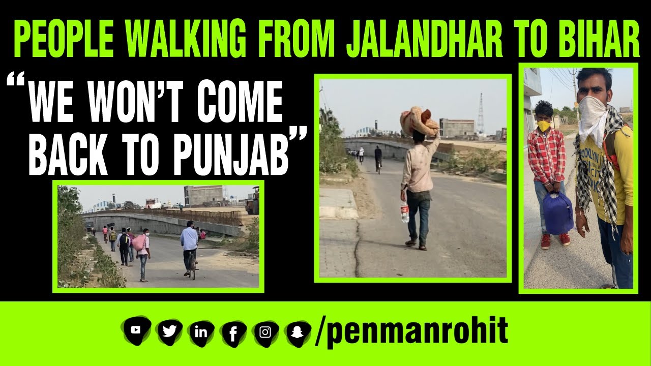 People Walking From Jalandhar To Bihar, UP | Daily Workers Walking From ...
