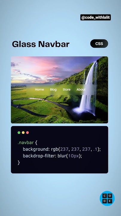 Glass Navbar Using Css🧑‍💻 Coding Programming Csstricks Js Javascript Cssanimation Html