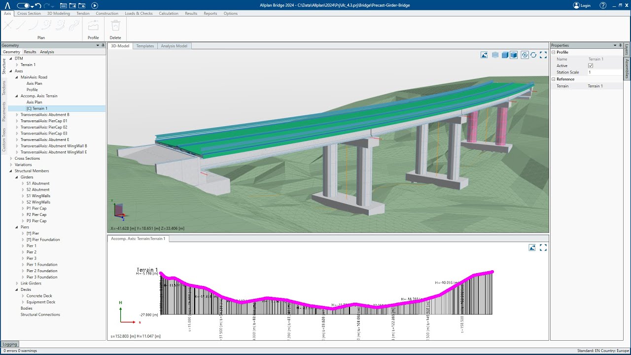 Dynamic terrain axis Allplan Bridge - YouTube