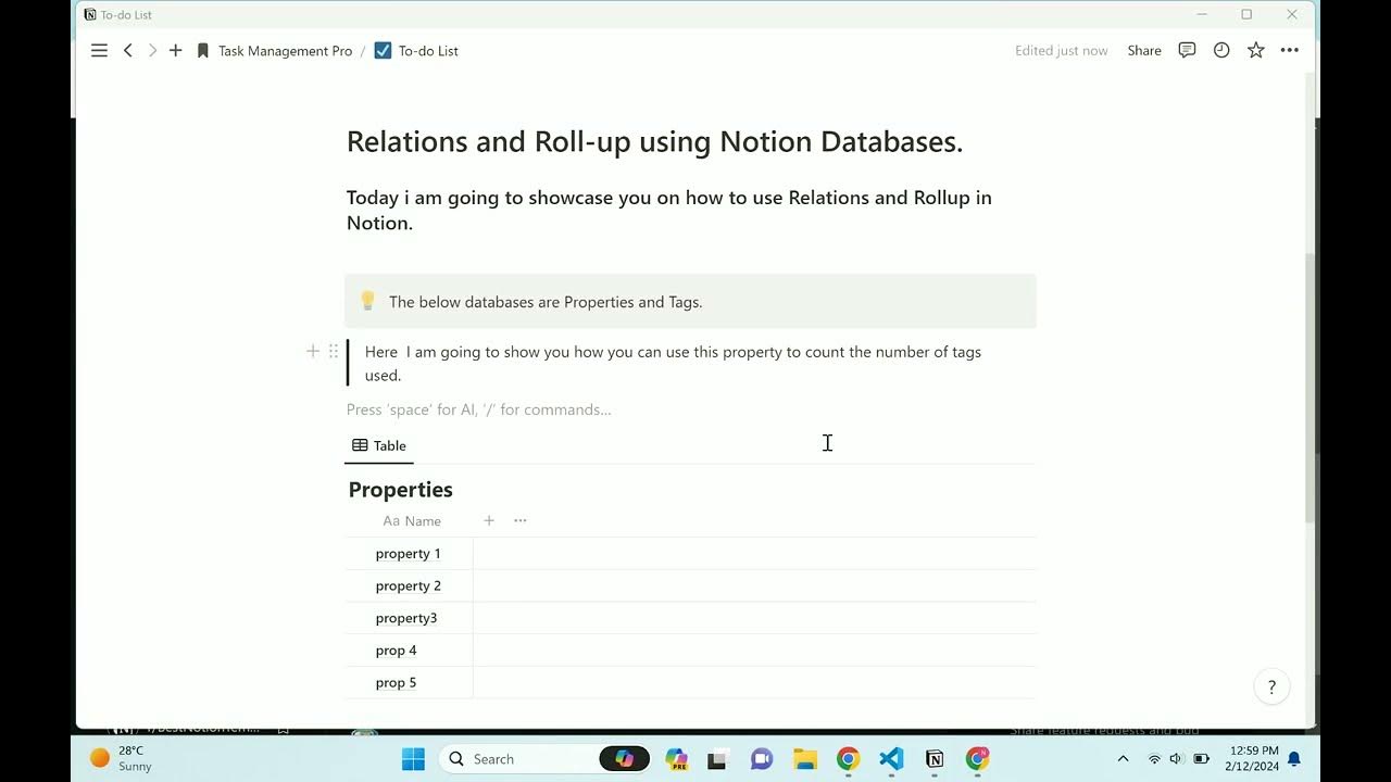 Notion Properties - Relations and Rollup - Part 1 - YouTube