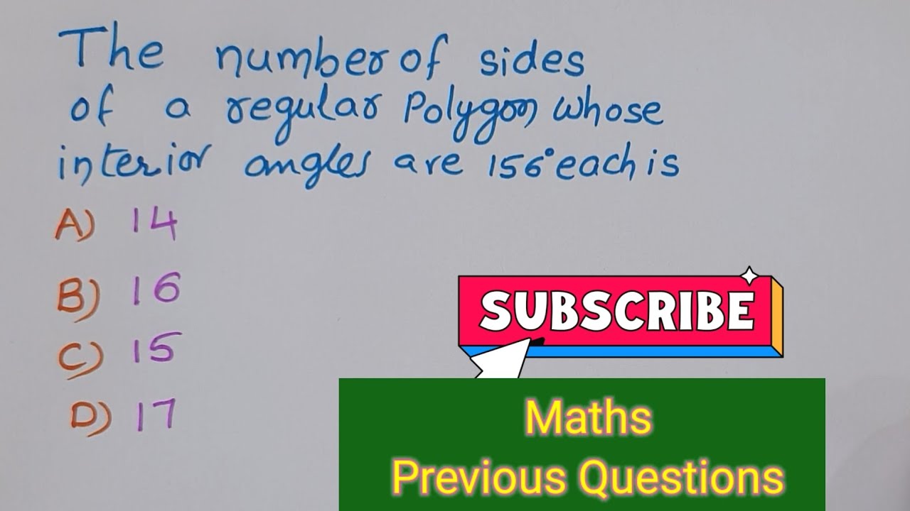 Number of Sides in Regular Polygon each interior Angle is 156° #maths # ...