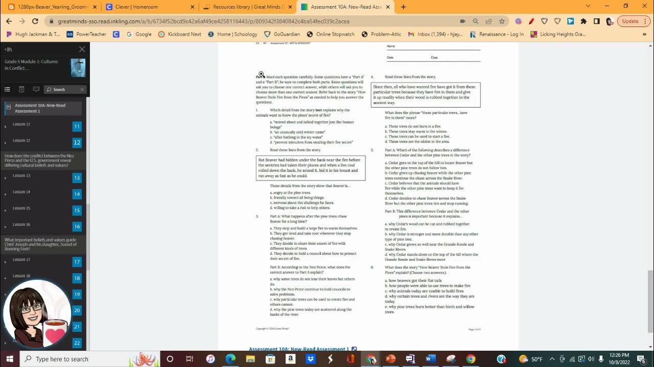 Assessment 10A New Read Assessment 1 Grade 5 Module 1 Cultures in… 8 ...