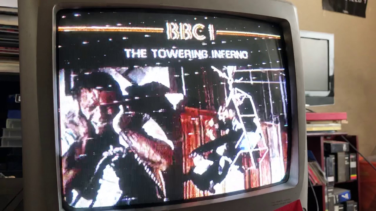 BBC1 Towering inferno slide, Breakfast time trailer, BBC2 slide, Three ...