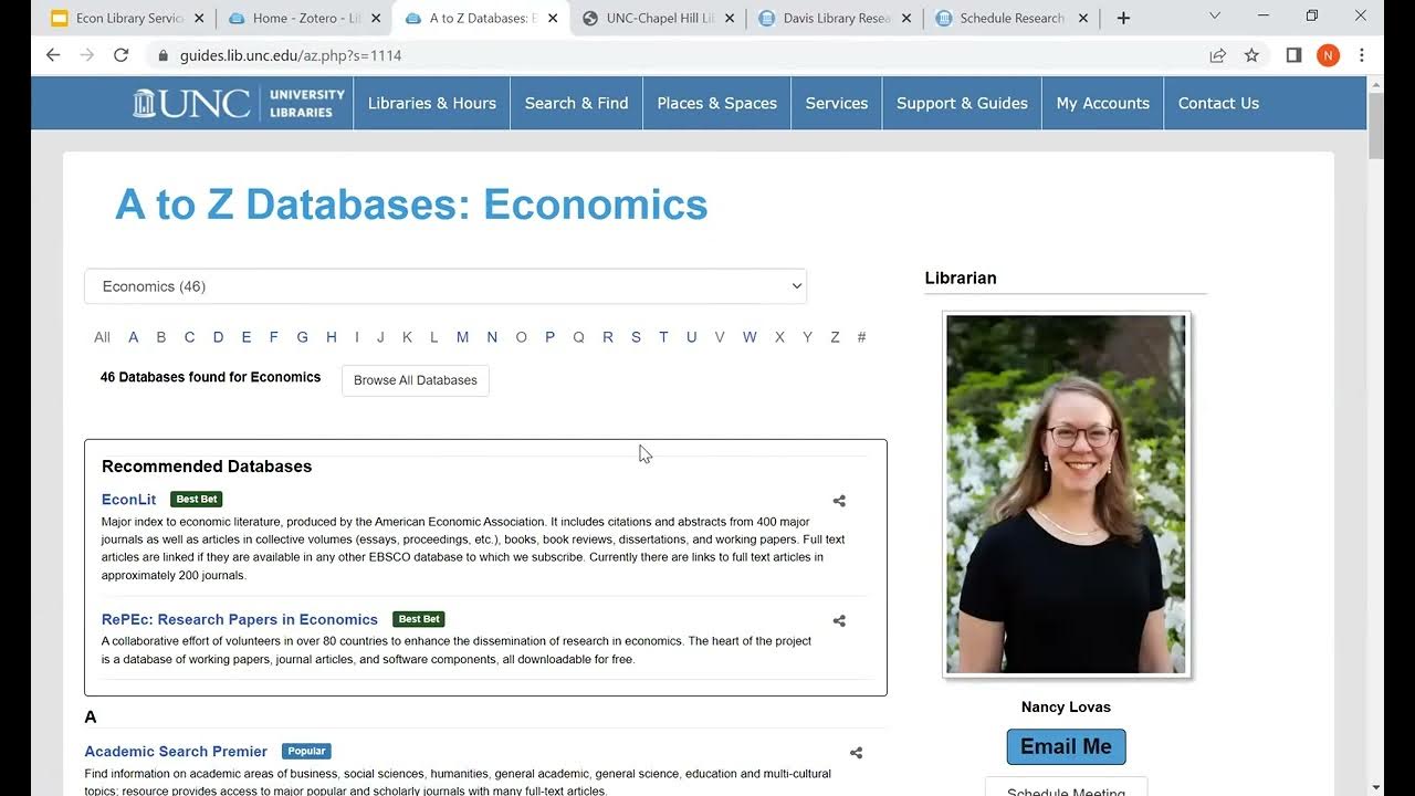 Library Services for Economics Dept @ UNC - YouTube