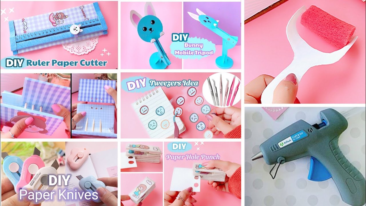 9Easy Paper Craft idea/DIY Cutter, holding Punch, Glue Gun, Tweezers ...