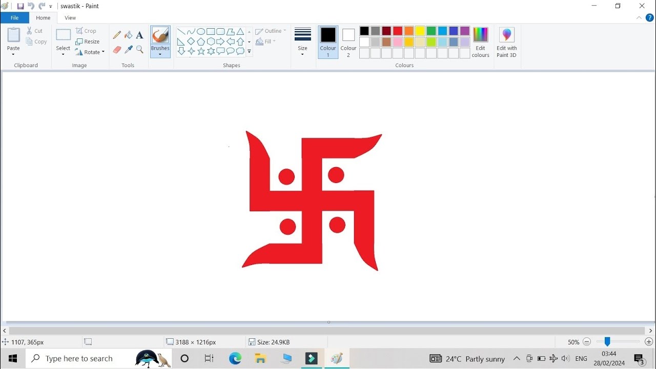 How to draw a Beautiful Swastik in MS Paint ll Swastik Making - YouTube