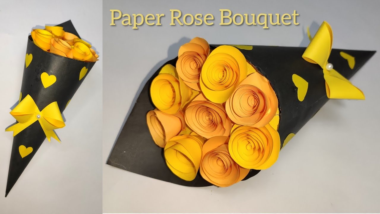 How To Make Easy Attractive Rose Flower Bouquet with Paper | DIY Paper ...