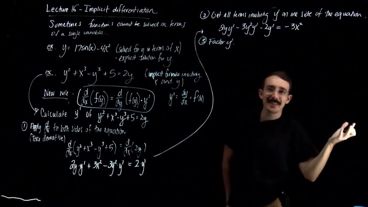 Lecture 16 - Implicit Differentiation - YouTube