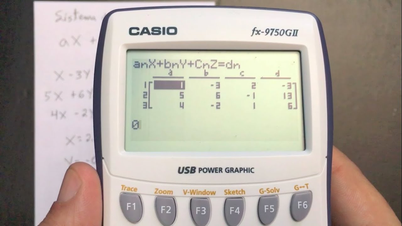 Sistema de 3x3 resuelto Calculadora Casio fx-9750GII - YouTube