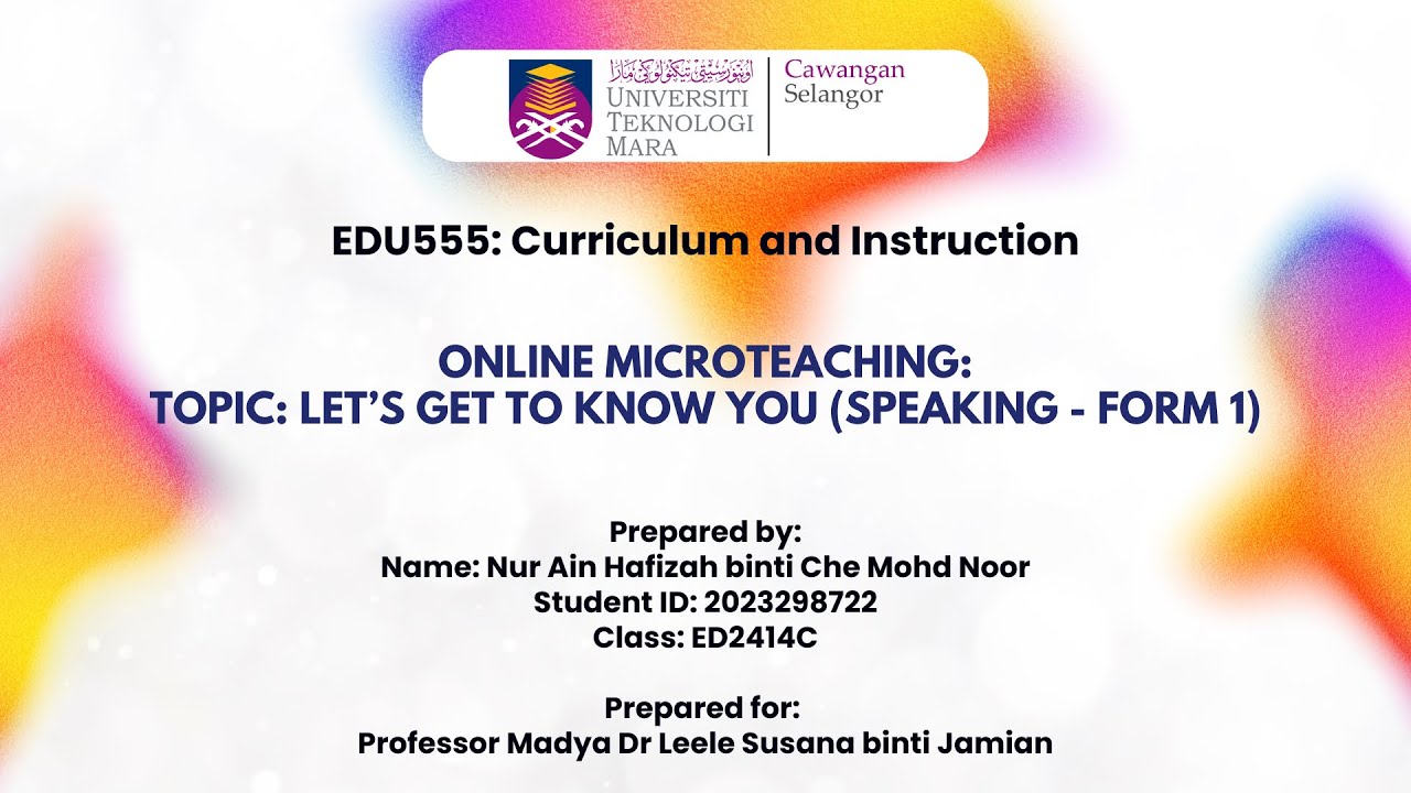 EDU555 Curriculum and Instruction - Online Microteaching - YouTube