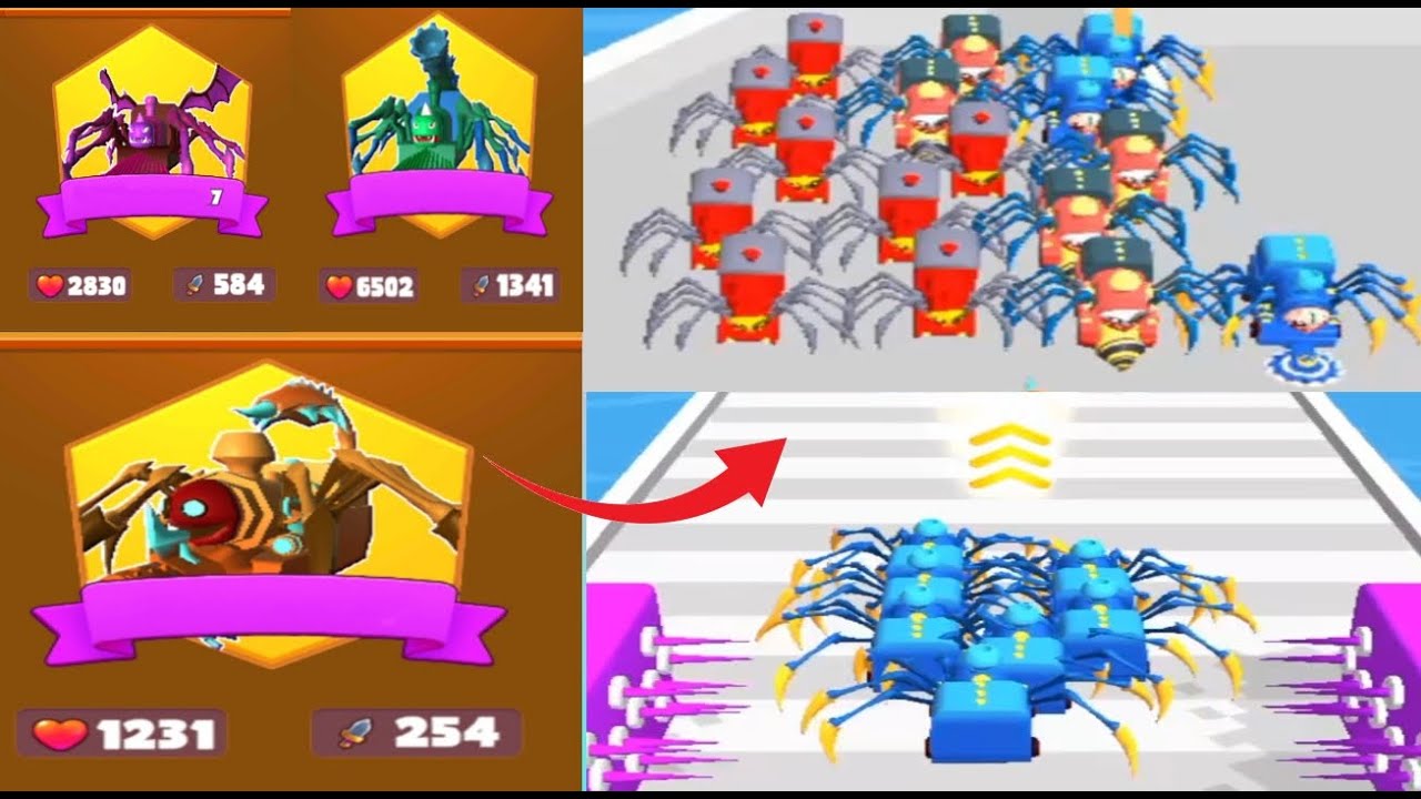 Spider Train 3D Run Master vs Spider monsters⭐⭐⭐ gameplay with HSG ⭐⭐⭐ ...