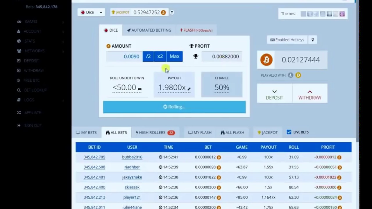 Bitsler.com Script Oct 2017 Earn 1 Bitcoin 5 minute easy mode - YouTube