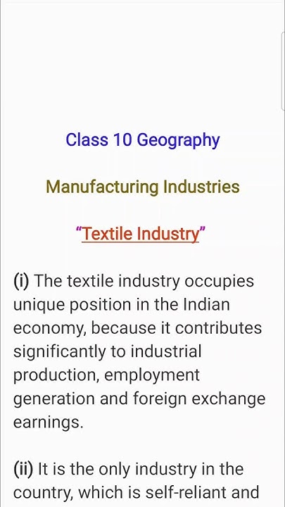 What is Textile 💎Industry? 🏢Class 10 Geography Cbse Exam - YouTube