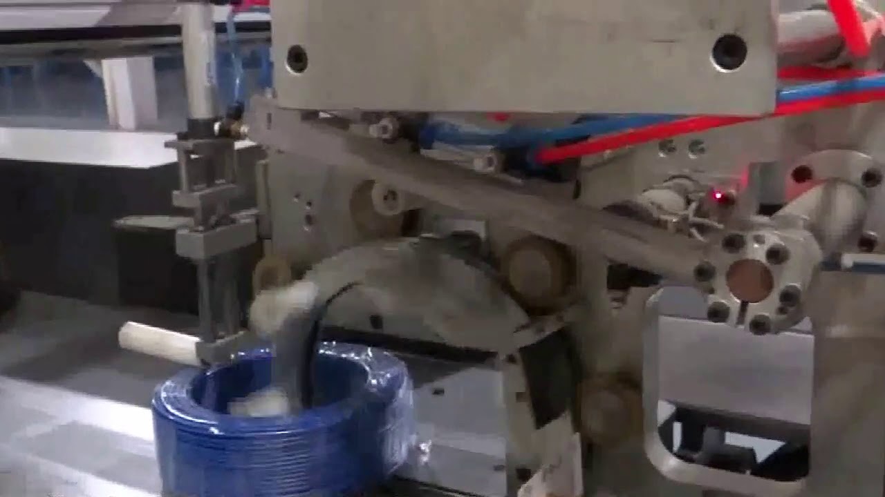 cable coiling machine and cable palletizing machine - YouTube