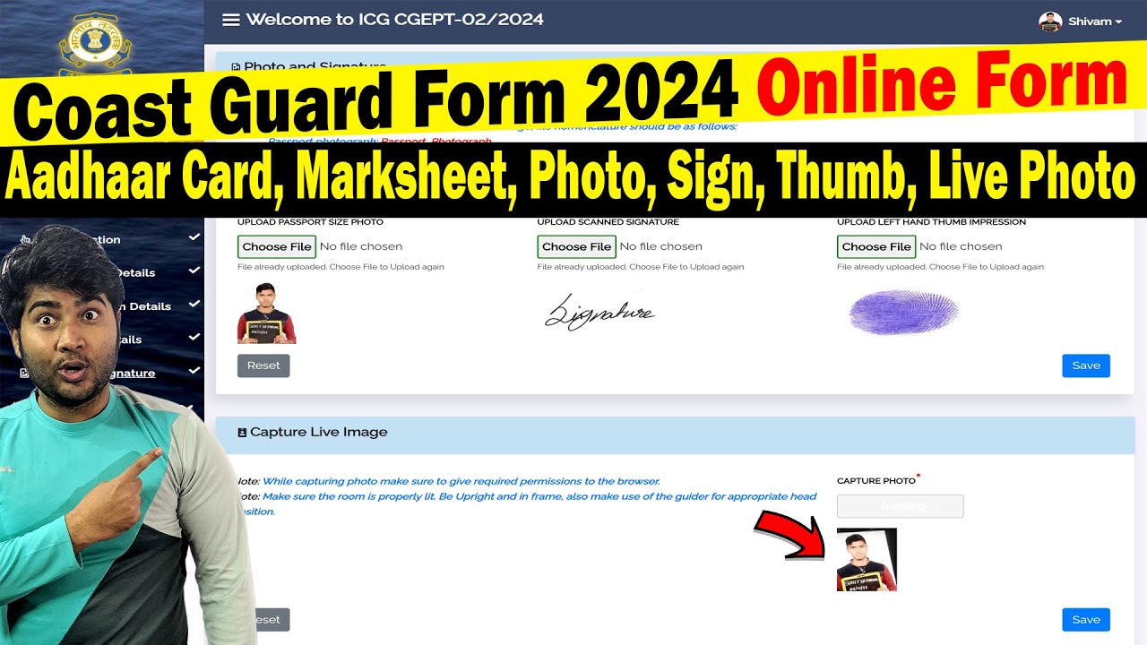 Documents Upload in Coast Guard Form 2024 | Aadhaar Card, Marksheet ...