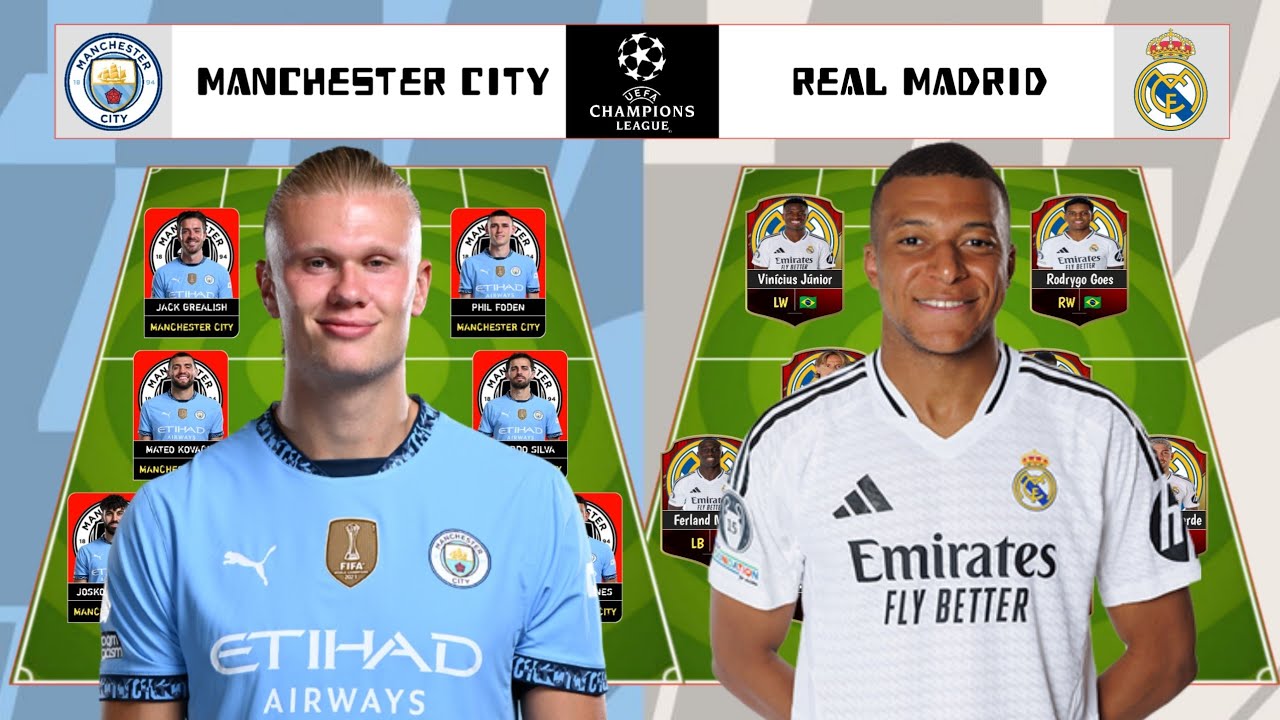 MANCHESTER CITY VS REAL MADRID 2025 🔴 HEAD TO HEAD PREDICTED LINEUP ...