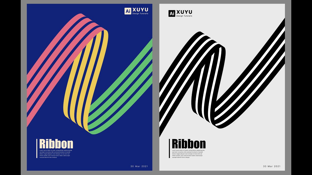 Adobe Illustrator Tutorial How To Make A Ribbon Style Lines Poster Adobe Illustrator Tutorial How To Make A Ribbon Style Lines Poster