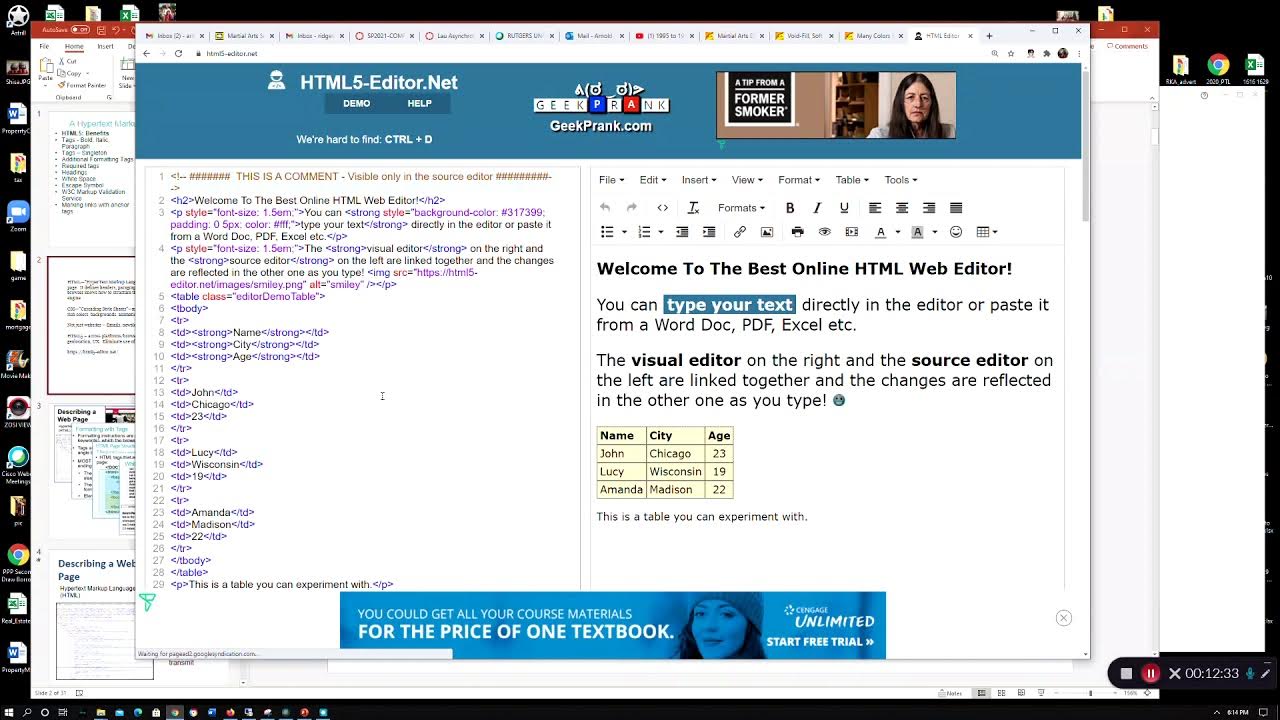 Spring CS170 Chapter 4 HTML intro - YouTube