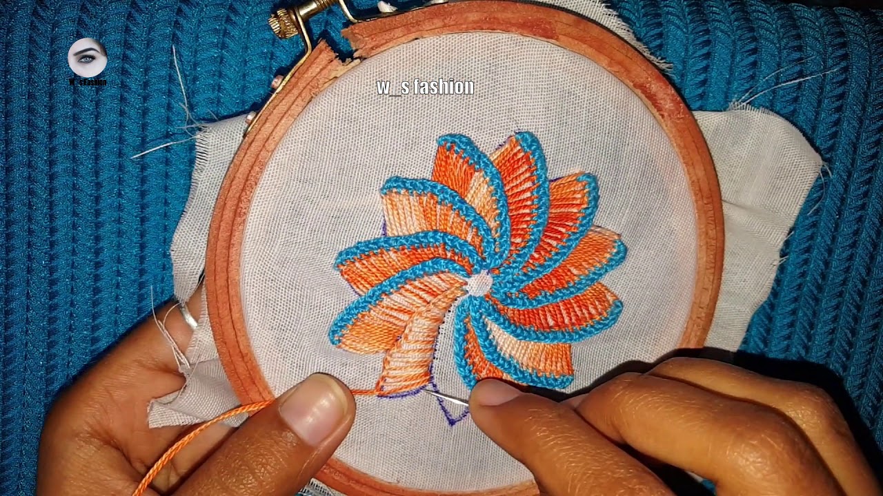 Hand Embroidery Amazing Flower Design Easy Hand Stitch Embroidery Work ...