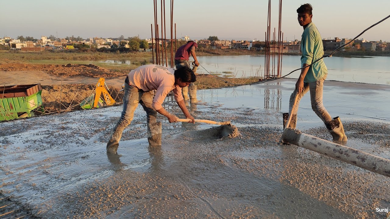 Slab casting work | amazing trick for slab casting | construction site ...
