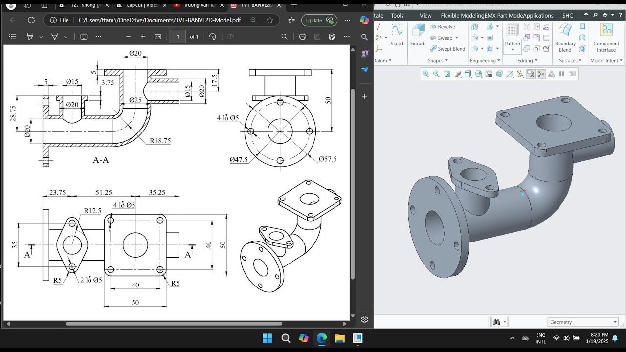 Creo Parametric CAD Tutorial part 12 | Creo CAD 3D Model Basic ...