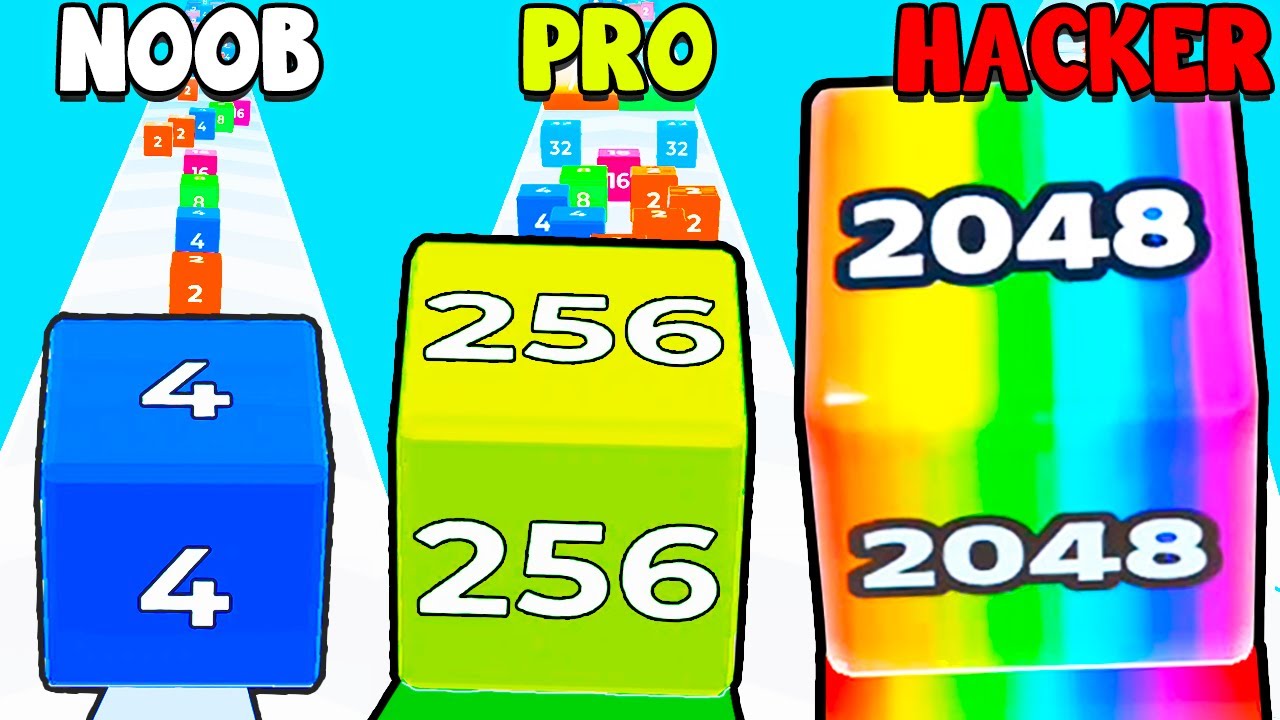 NOOB vs PRO vs HACKER in 2048 Cube Runner: 3D Merge [New Fun Game] 🧊🟨🎲 - YouTube