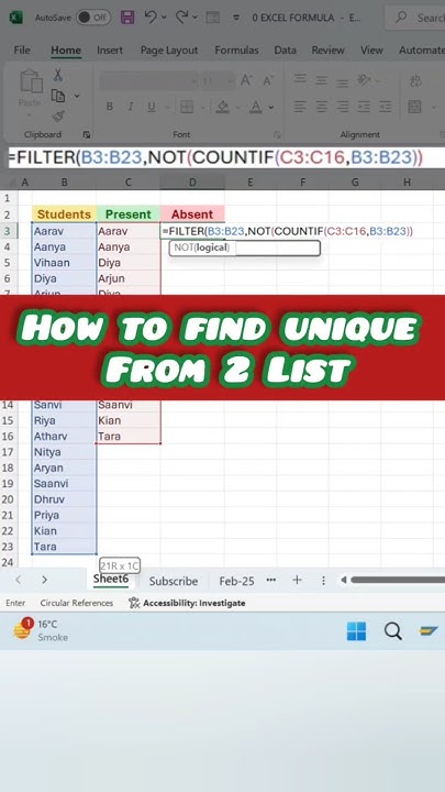 Excel FILTER Function for UNIQUE Entries - Unique Values Made Easy! - YouTube