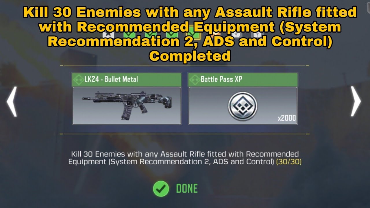 Kill 30 Enemies with Assault Rifle fitted with Recommended Equipment ...