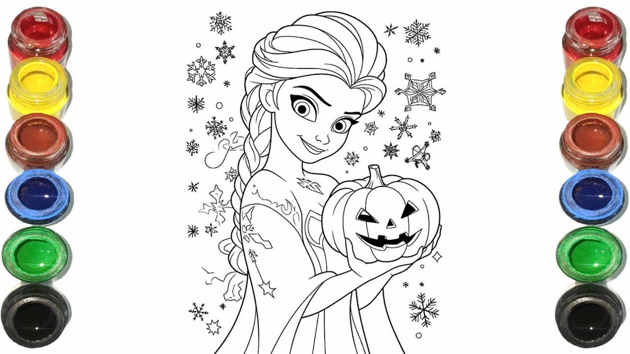 Halloween Elsa Frozen Drawing for kids, Painting & Coloring for kids ...