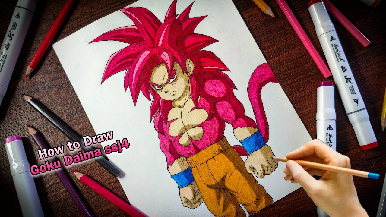 How to Draw Goku Daima ssj4 | Step By Step Drawing Tutorial #gokussj4 # ...