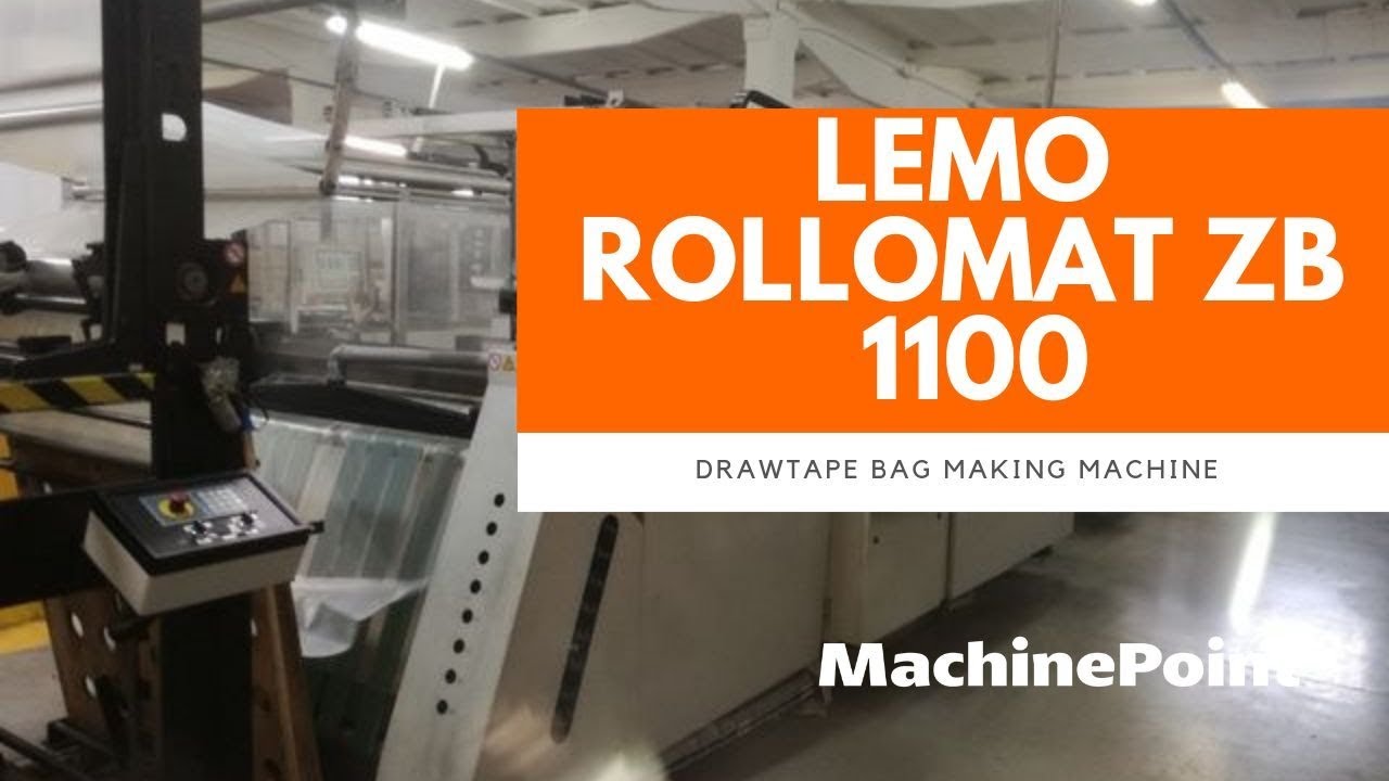 LEMO ROLLOmat ZB 1100 Drawtape bag making machine in production ...
