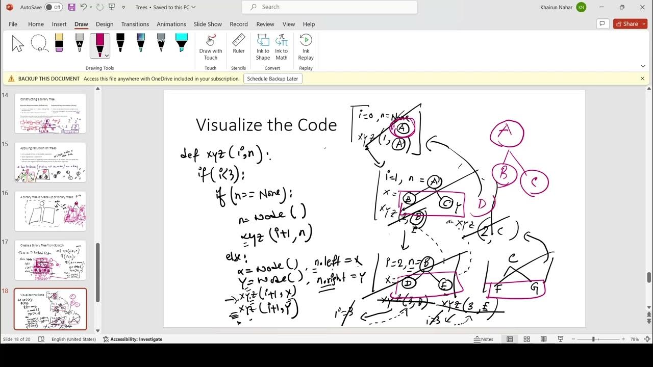 Lecture 3.1 Continuation of Lecture 3. Tracing the construction of binary tree code. - YouTube