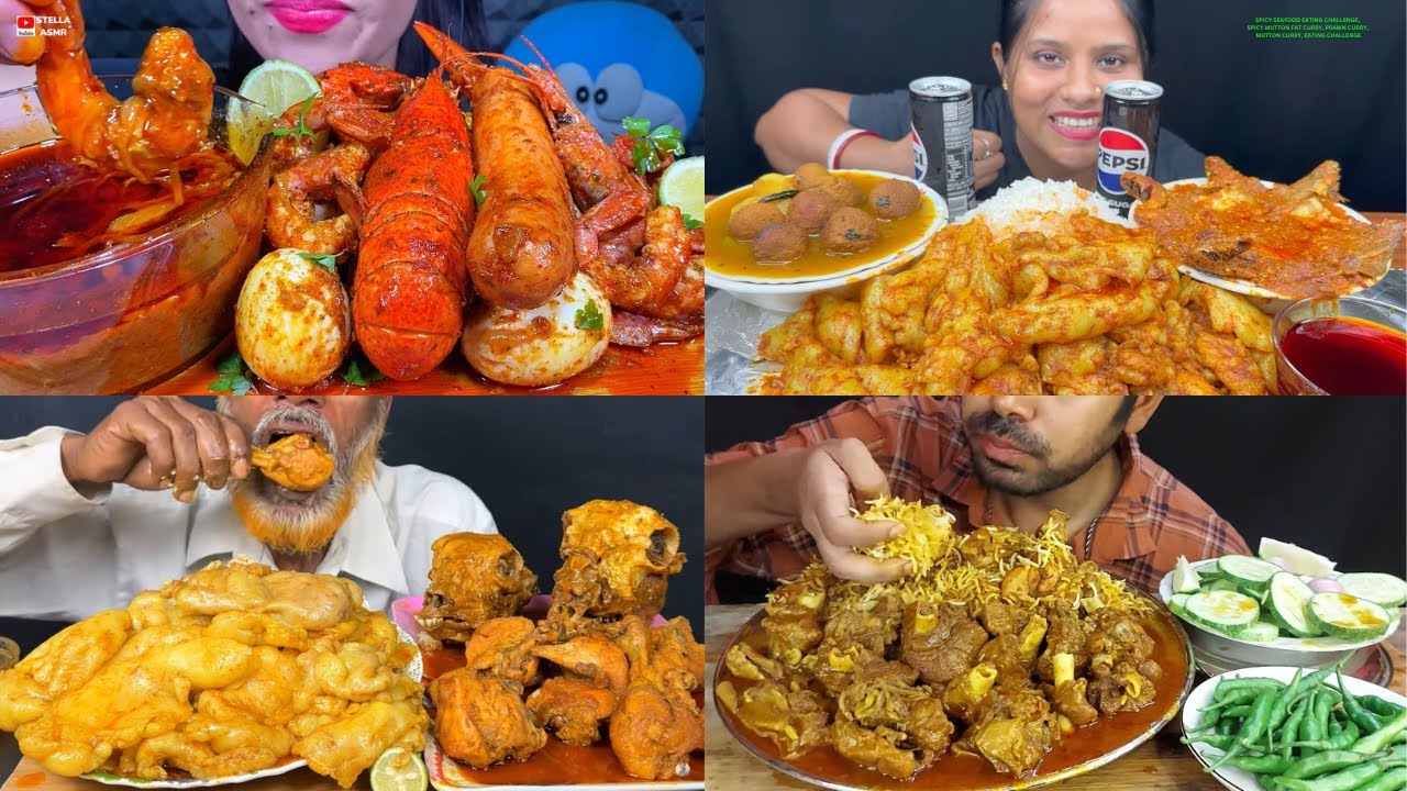 SPICY SEAFOOD EATING CHALLENGE, SPICY MUTTON FAT CURRY, PRAWN CURRY ...