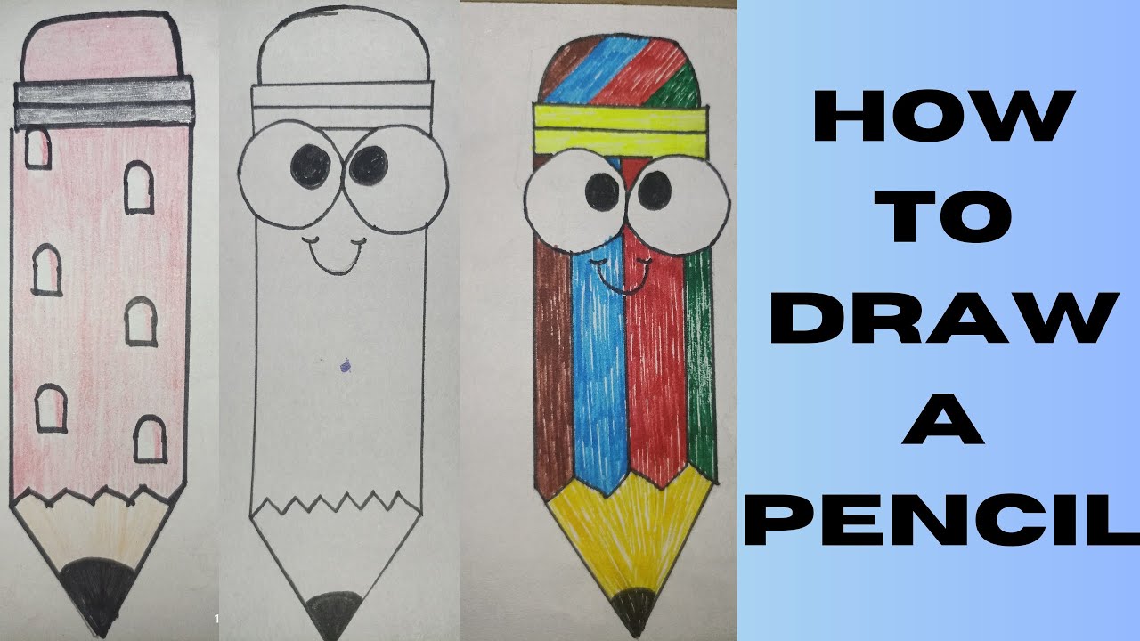 How to draw a pencil | Step-by-step drawing of pencil - YouTube