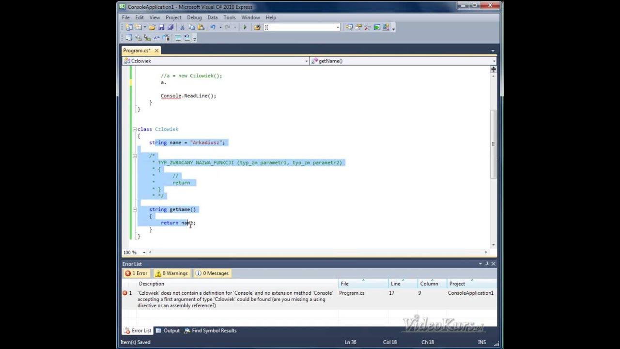 Programowanie obiektowe w C# podstawy - YouTube