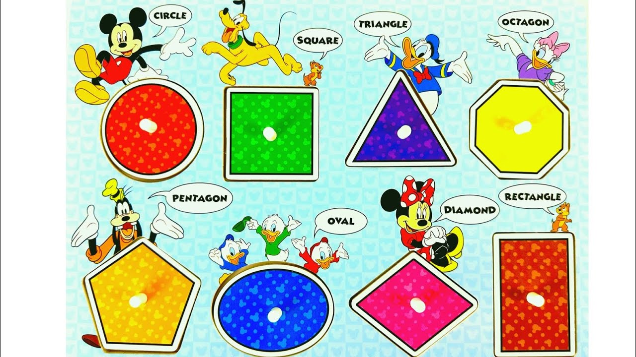 Shapes and Colors Learning with Disney Themed Shape Puzzle | Best Shape ...